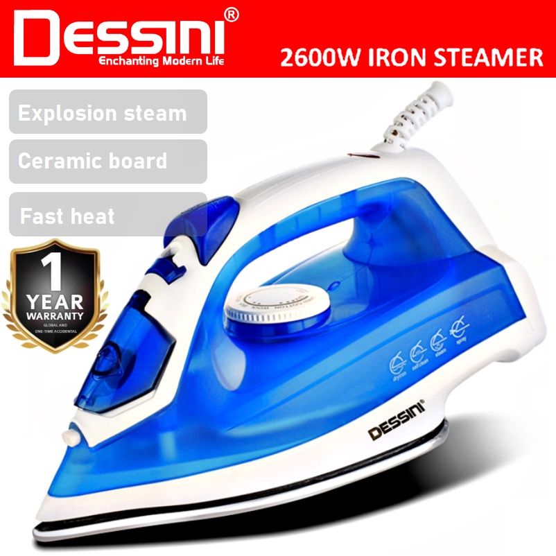 DESSINI ITALY 2600W Electric Ceramic Soleplate Garment Steam Iron ...