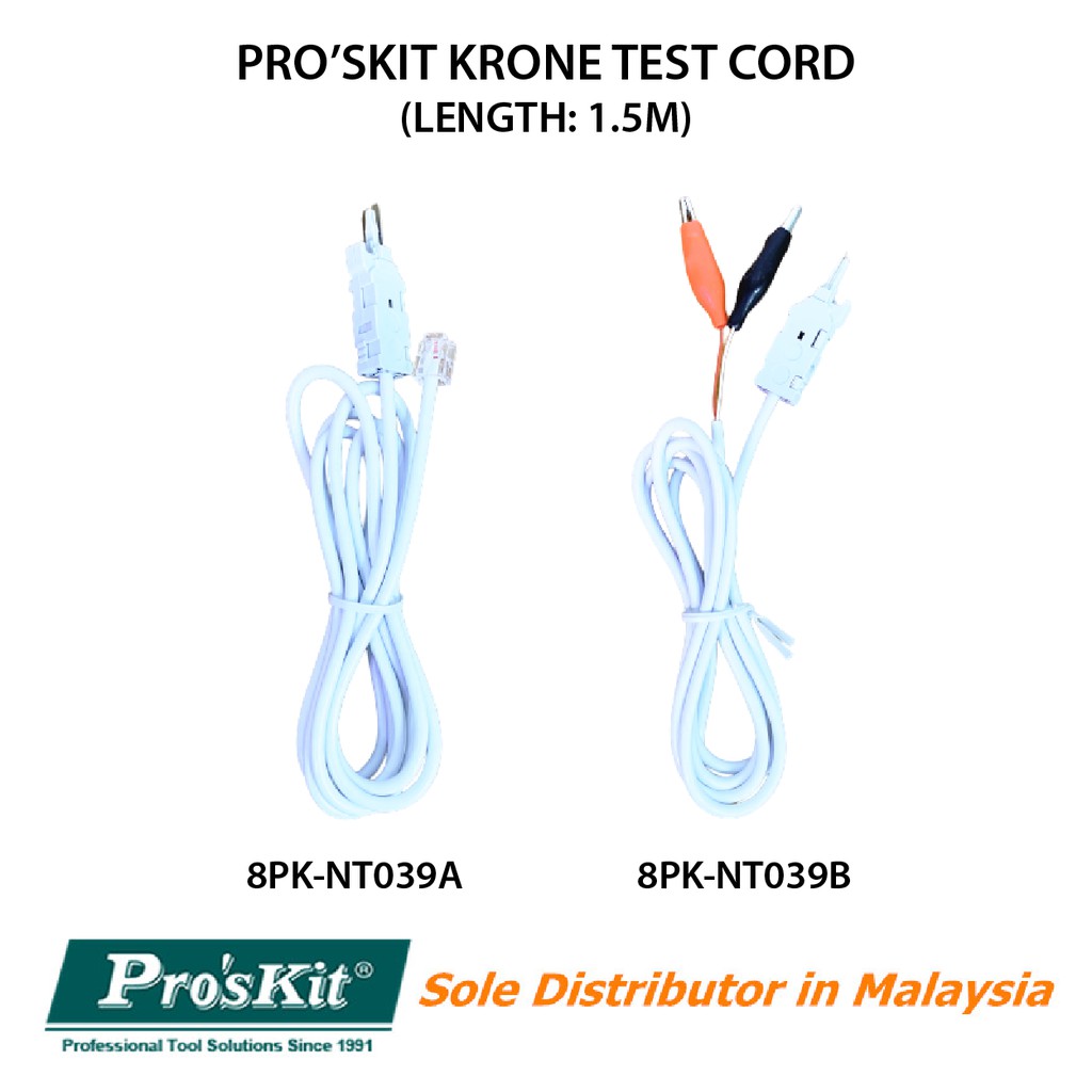 Pro'sKit 8PK-NT039A Krone Plug to RJ11 Plug / 8PK-NT039B Crocodile ...