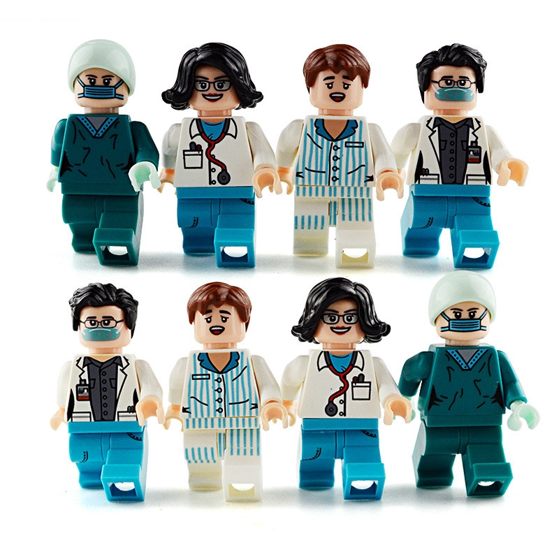 Children Building Block Doll Occupation Doctor Nurse Stretcher Building ...