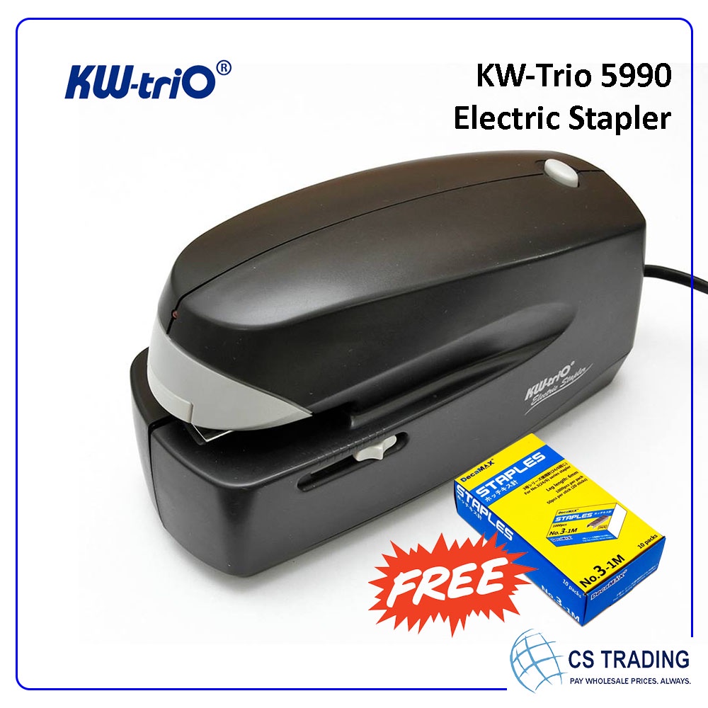 KW-Trio 5990 Electric Stapler | Free 10 Boxes No.3 (24/6) Staples | Low staple indicator | Noise ...