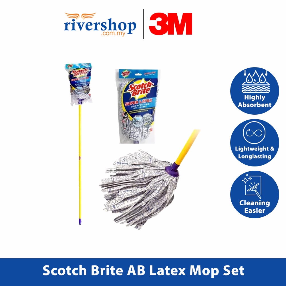 3M Scotch Brite AB LATEX MOP SET (Mop Head + Handle) | Shopee Malaysia