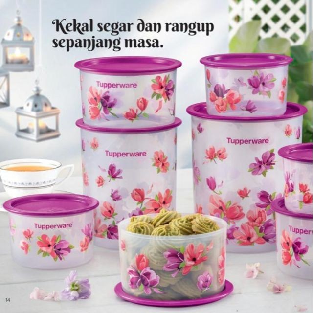🔥READY STOCK🔥 TupperwareBrands Garden Blooms One Touch Canister Medium 3.0L (SPECIAL EDITION ...