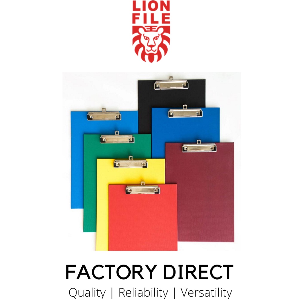 LION Colour PP F4 Size Clipboard with Large 150MM - Jumbo Clip - 12pcs ...