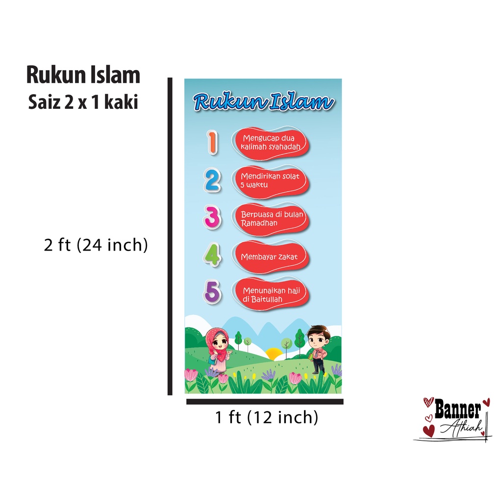 🔥Hot Item🔥 Banner Rukun Iman dan Islam Jawi dan Rumi / 1x2kaki | Shopee ...