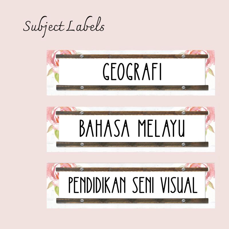 *SOFTCOPY* Label Subjek — KECERIAAN DAN HIASAN KELAS Tema Floral ...