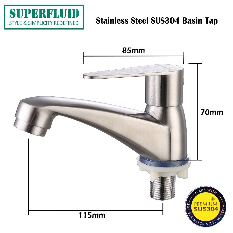 Stainless Steel SUS304 15mm (1/2inch) Basin Tap Faucet SF-1003 | Shopee ...