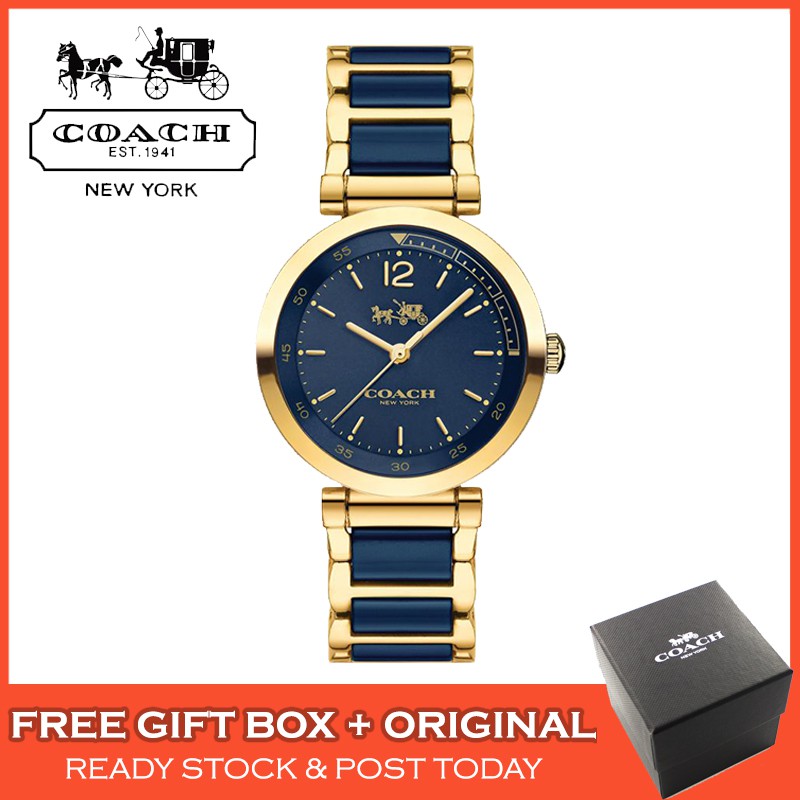 [Original] Coach 1941 Sport Yellow Gold Blue Ceramic Stainless Steel ...
