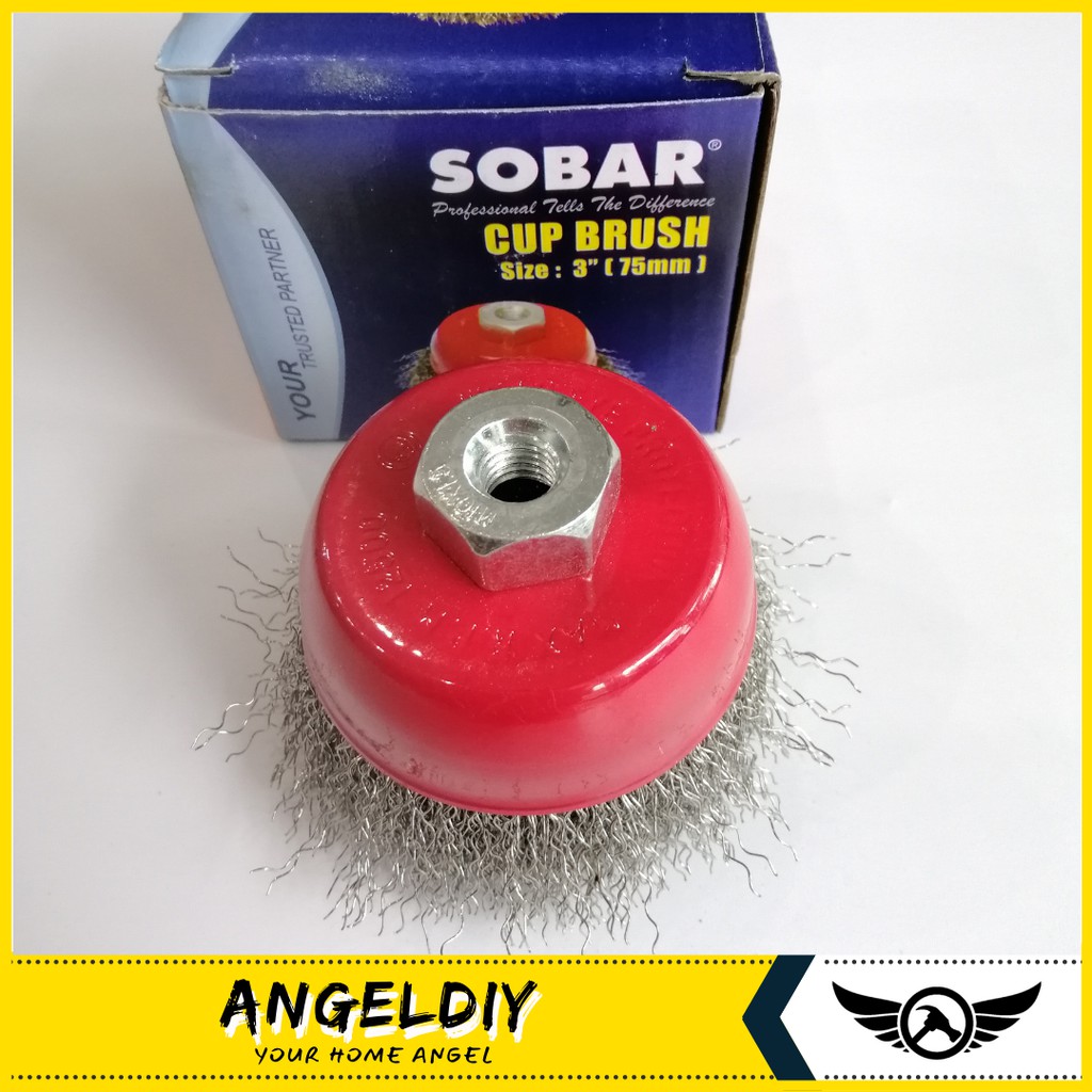 SOBAR CUP BRUSH 3" inch Stainless Steel Cup Brush/ CUP BRUSH WIRE WHEEL ...