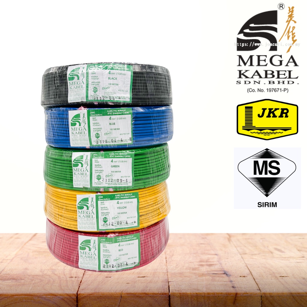 Mega Insulated Cable Wire / Kabel PVC Bersalut with SIRIM (1.5mm / 2 ...