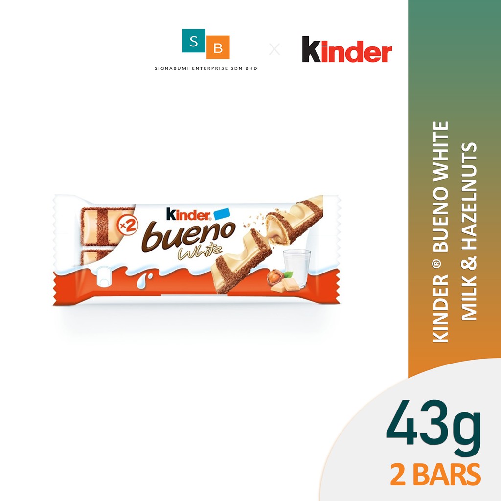 [Sarawak Only] Kinder ® Bueno White Milk & Hazelnuts 43g (2 bars) | Shopee Malaysia