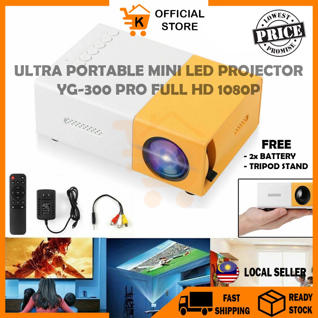 【K-Home】Portable Mini Projector YG-300 Pro Full HD 1080p LED Home ...
