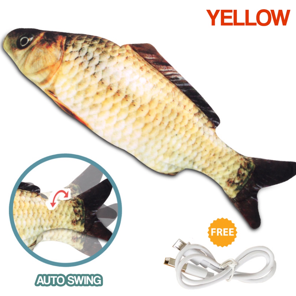 DOMI Electric Fish Plush Toys 3 Mode Touch Sensor Cat Kicker USB ...