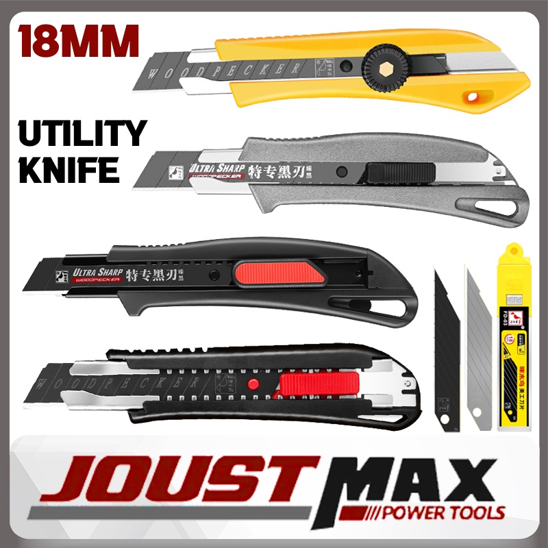 WOODPECKER HEAVY DUTY 18MM UTILITY KNIFE MULTIFUNCTION CUTTER ADDON ...