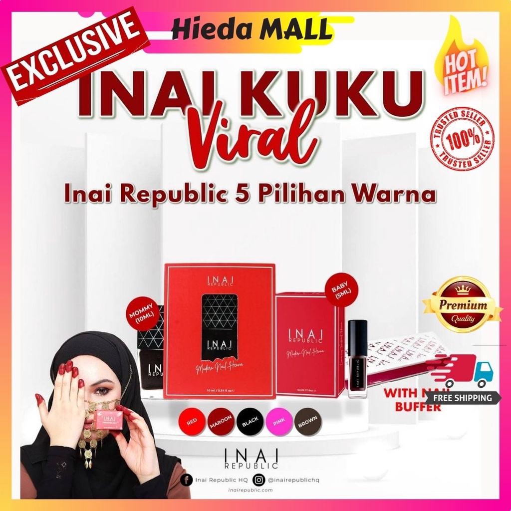 🔥HENNA VIRAL SAH SOLAT 🔥INAI REPUBLIC BABY - 5ML | INAI MERAH | INAI ...