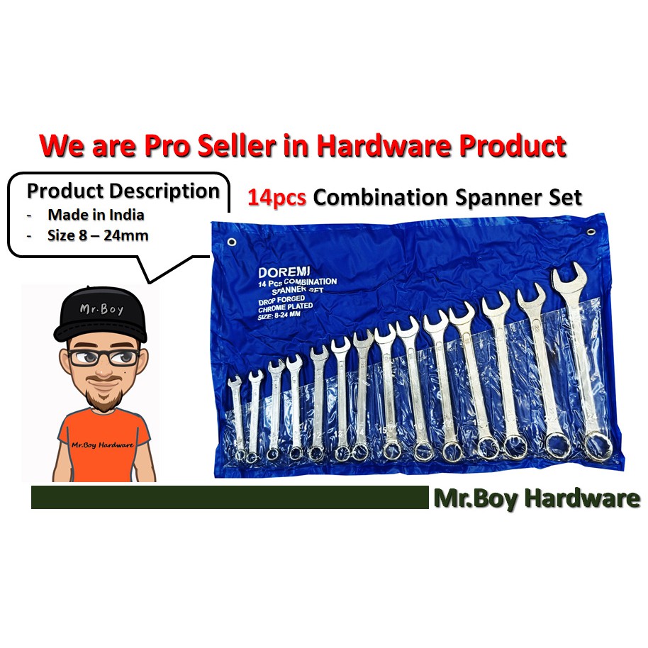 💥14pcs Combination Spanner Set💥 8-24mm Made in India | Shopee Malaysia