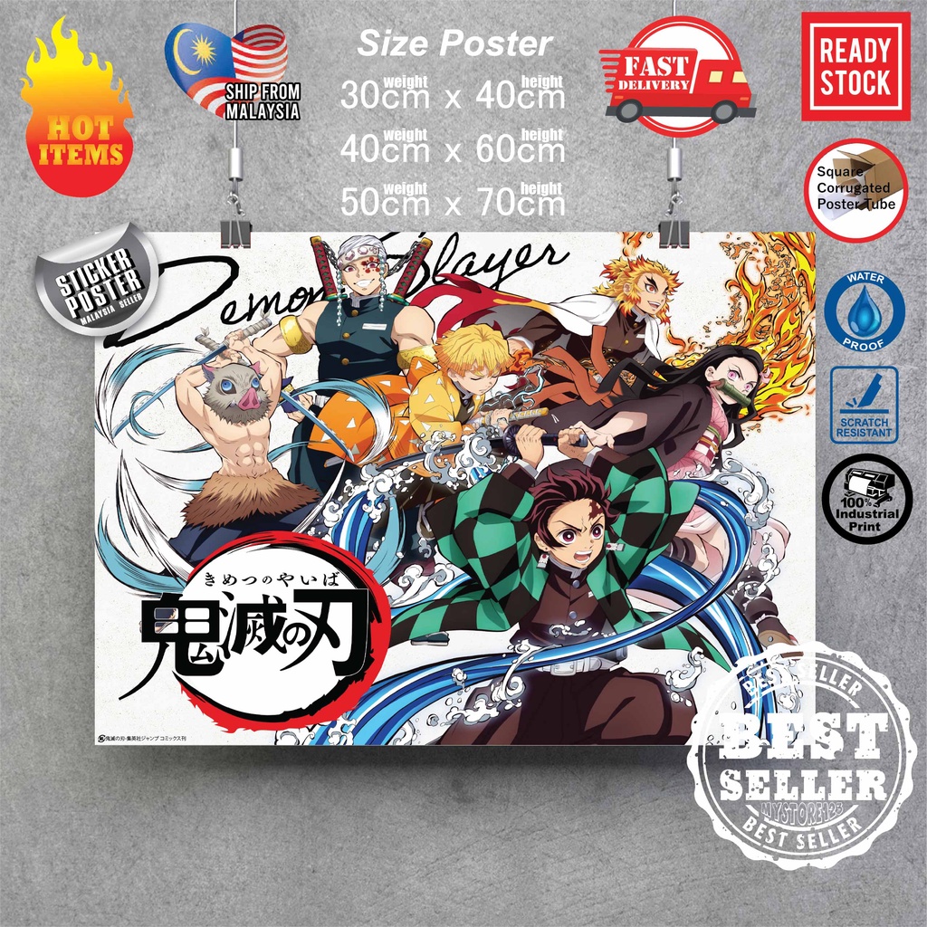 【READY STOCK】Demon Slayer Kimetsu no Yaiba Poster Anime Poster Wall ...