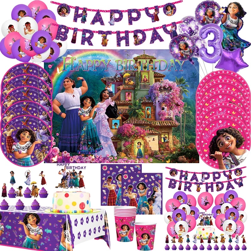 Encanto Theme Birthday Party Decorations Mirabel Purple Disposable ...