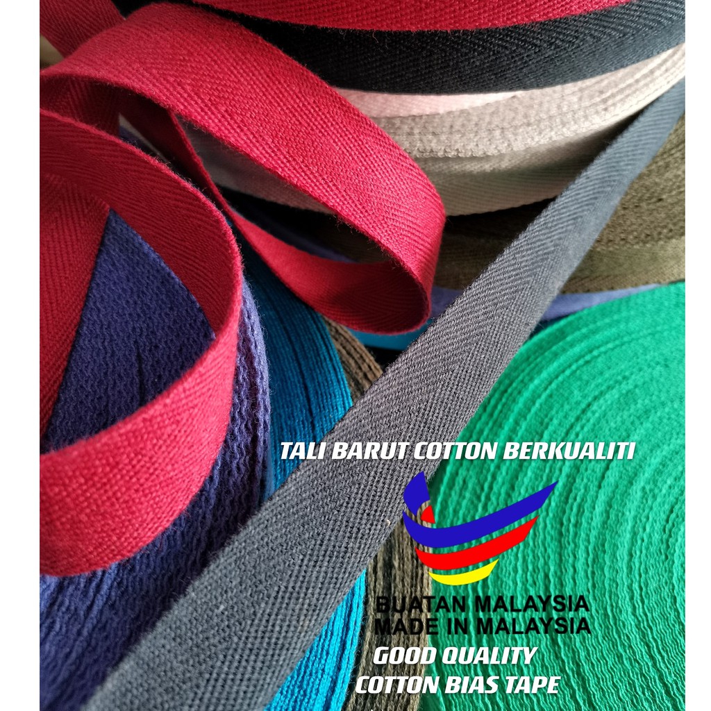 1m Tali Barut Cotton Tebal Berkualiti 1" Herringbone seam Binding Bias ...