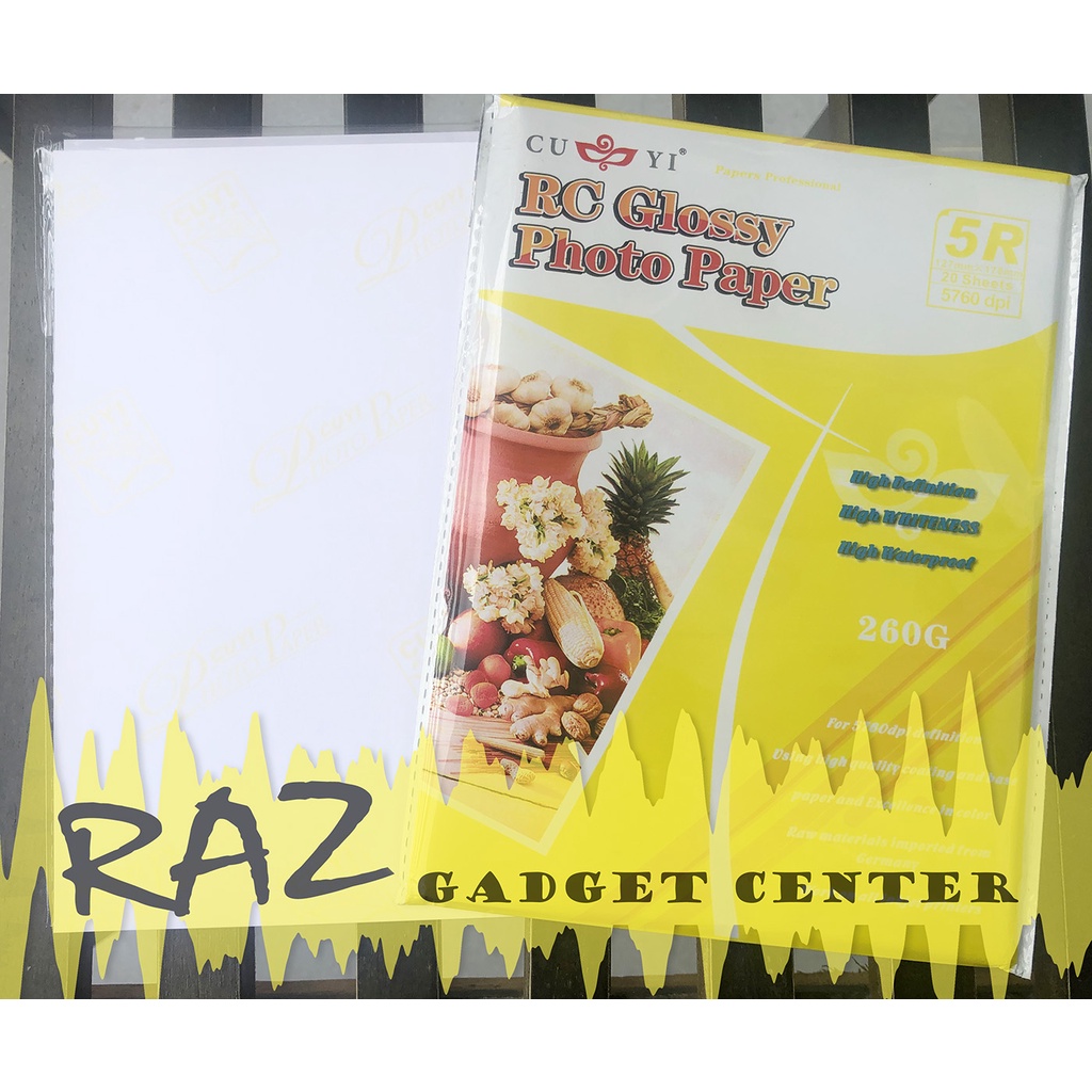 Cuyi RC Glossy Photo Paper 260G A4 3R 4R 5R (20 sheets/pack) | Shopee Malaysia