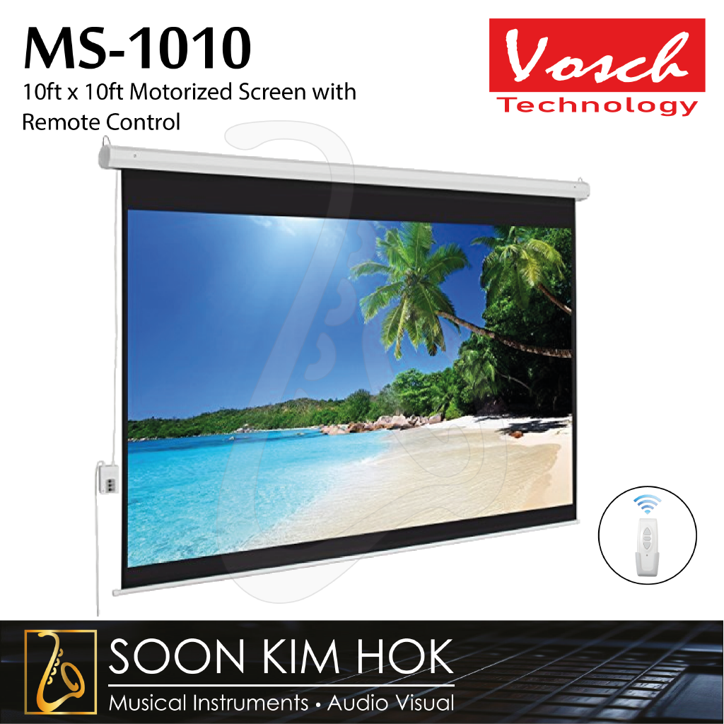 VOSCH MS-1010 10ft x 10ft Motorized Screen with Remote Control (120" x ...