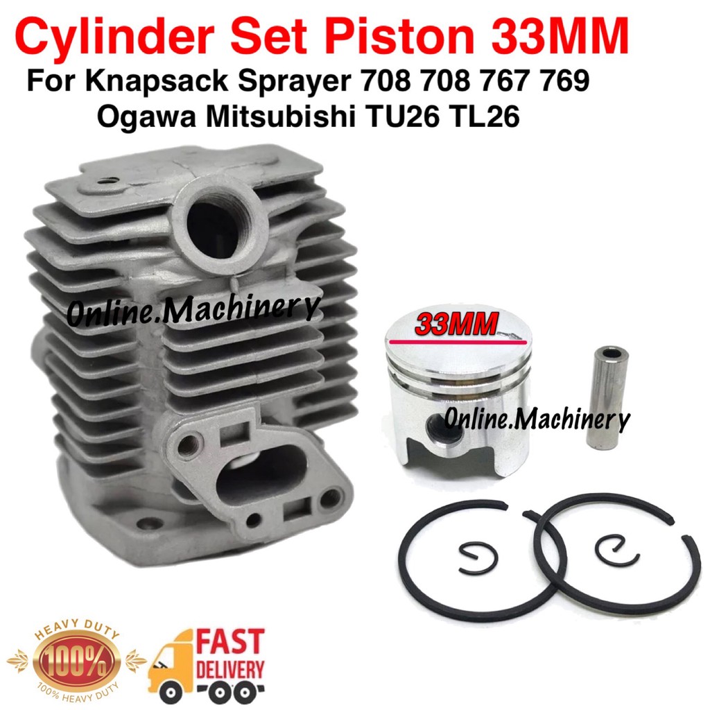 Cylinder Set Mitsubishi TB26 TU26 Ogawa SY450R SY580R Knapsack Sprayer 33mm Piston 767 708 Mesin ...