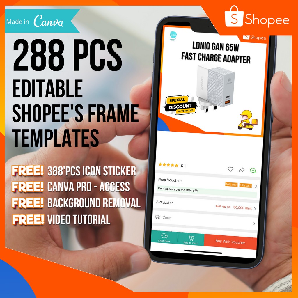 [Canva Templates] 288's Shopee's Product Frames& 388's Icons Sticker ...