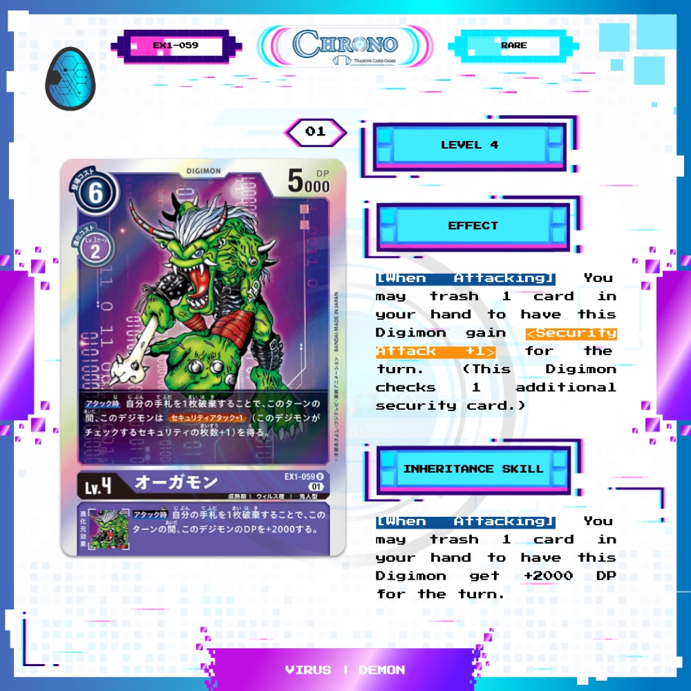 EX1-059 | Ogremon | Rare | Digimon Card Single | Chrono TCG | Classic ...