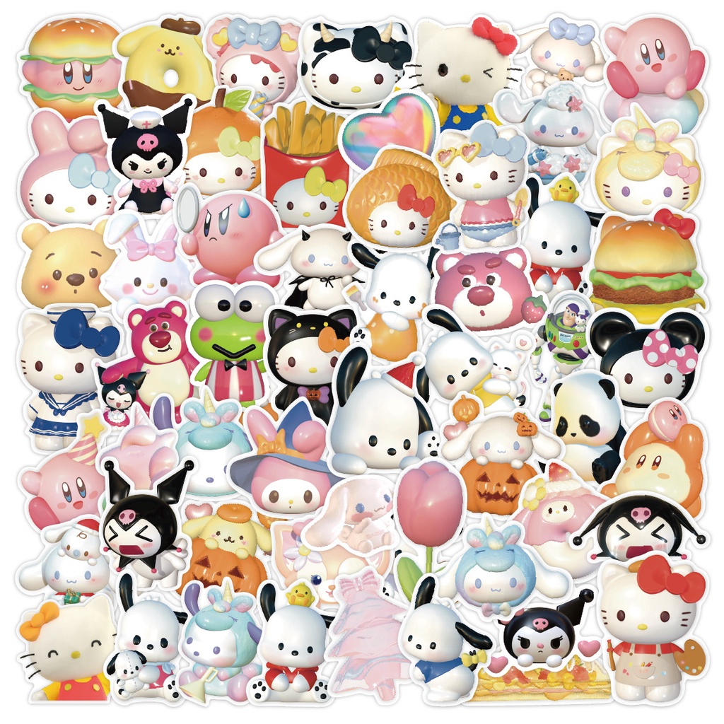 3D SANRIO CHARACTERS COLLECTION 60 pcs DIY Waterproof Non Repeating ...