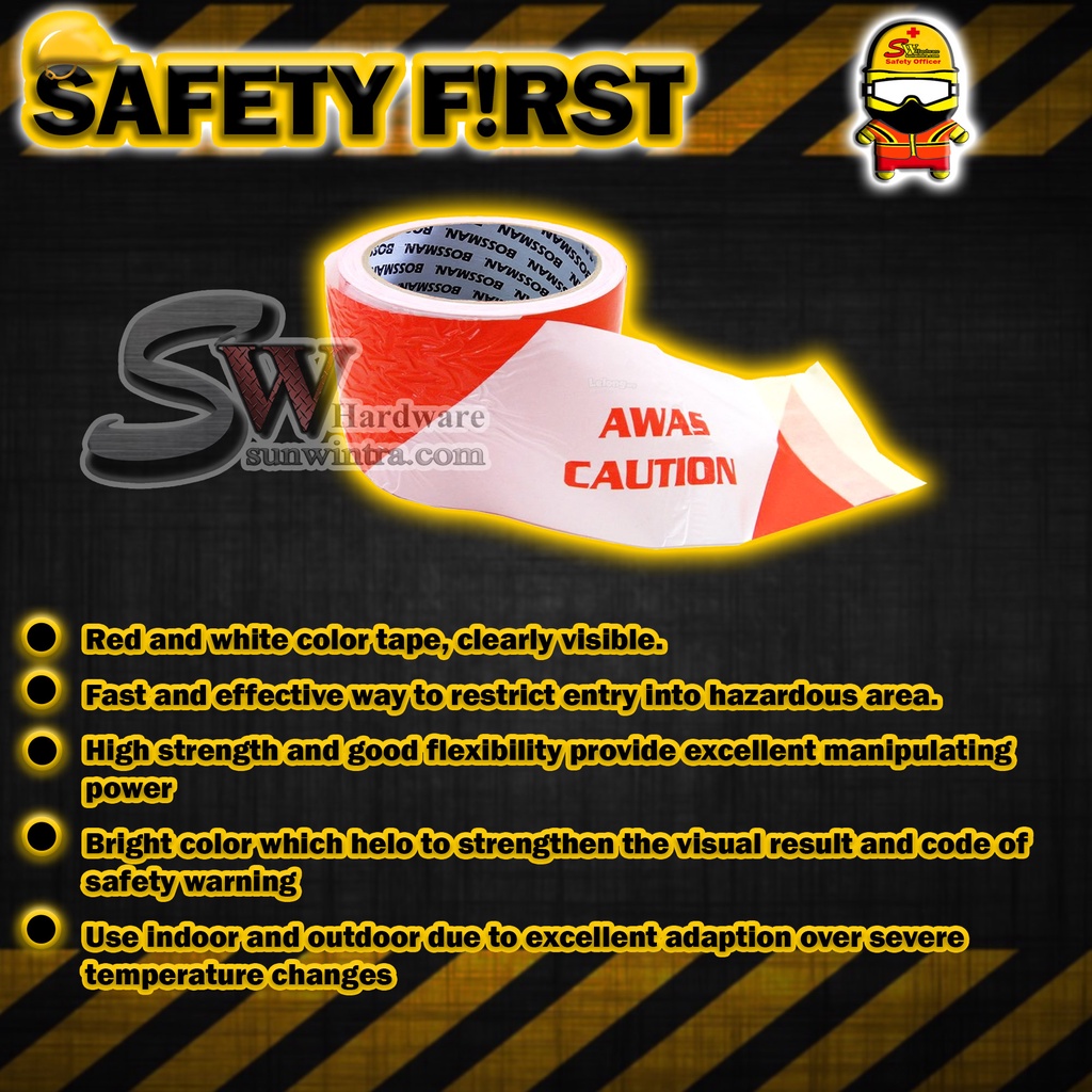 3" x 50 Meter AWAS TAPE / Caution Tape / Warning Tape / Tape Merah ...