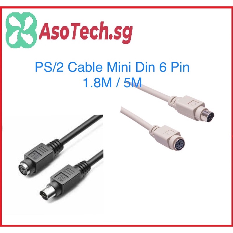 PS/2 (PS2) 6 Pin Mini Din Cable Male to Female Keyboard Mouse Extension ...