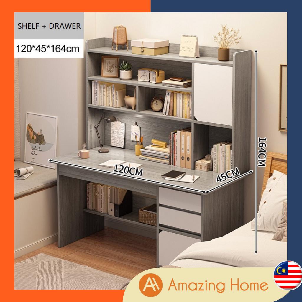 💚READY STOCK💚AmazingHome Working Desk With Shelf Drawer Table Study ...