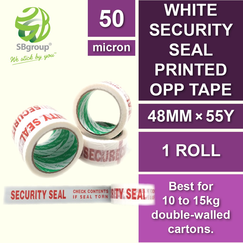 WHITE Security Seal Printed OPP Tape 12mm x 10y (SB52-W) | Shopee Malaysia