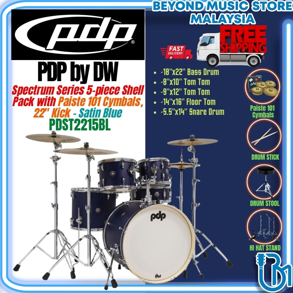 PDP by DW Spectrum Series 5-piece Shell Pack with Paiste 101 Cymbals ...