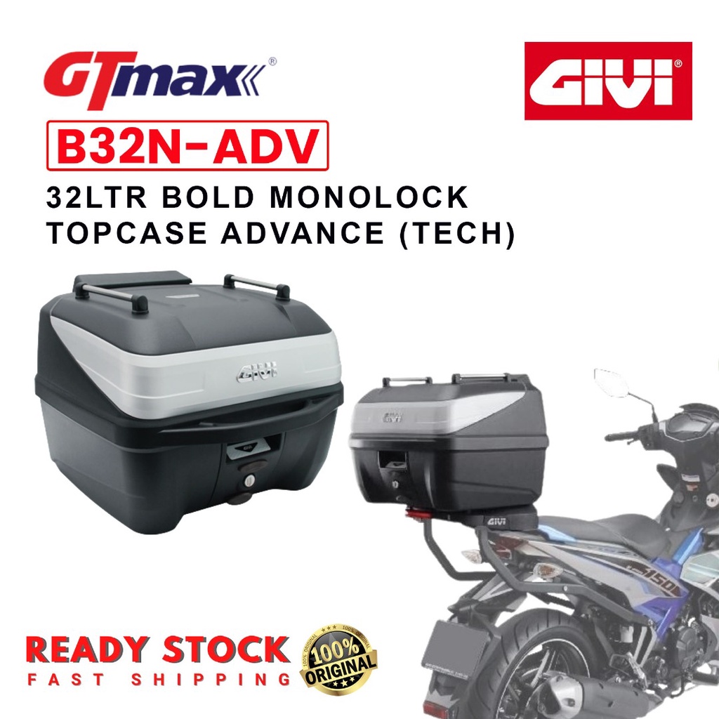 KOTAK/BOX GIVI MONOLOCK TOP CASE ADVANCE BOLD B32 B32N-ADV SILVER REFLECTOR FULL ACCESSORIES ...