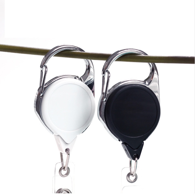 Retractable Metal Pull Key Ring ID Badge Reel Lanyard Name Tag Card ...