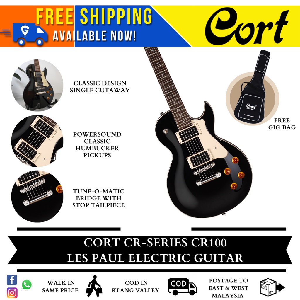 Cort CR100 Double Humbucker (HH) Les Paul Design Electric Guitar with ...