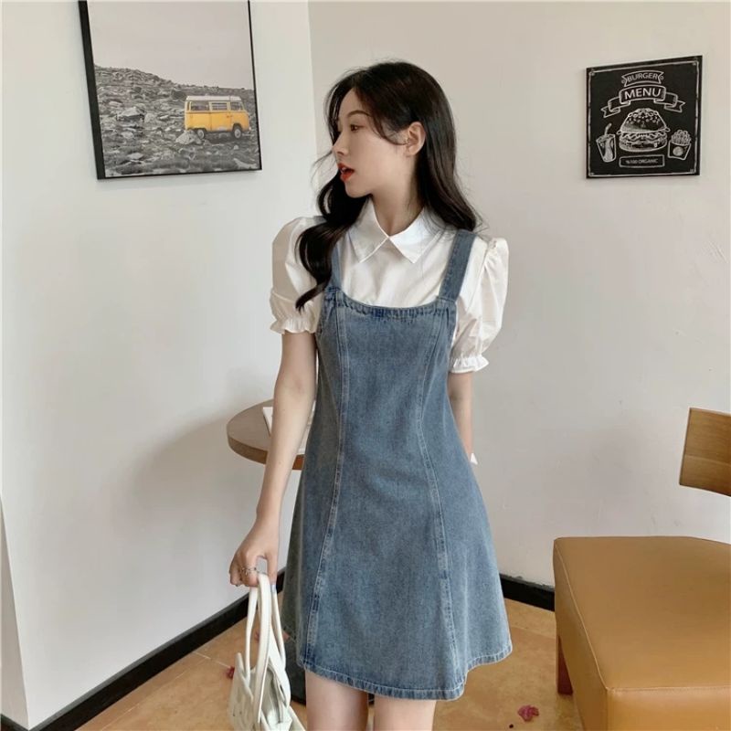 (Ready stock) Women's denim dress(come with shirt) 女牛仔连衣裙 | Shopee Malaysia