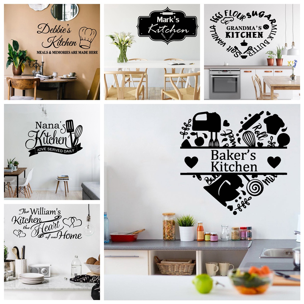 Cartoon Custom Name Kitchen Vinyl Wall Sticker Home Decor Stikers For ...