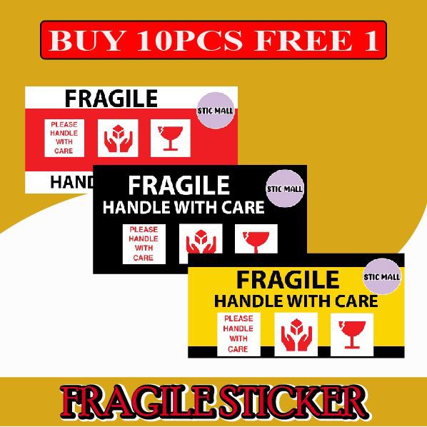 🔥 [READY STOCK] (10CM X 5CM) STICKER FRAGILE CUSTOM MELINTANG 🔥 [BUY 10 + 1 ] STICKER FRAGILE ...