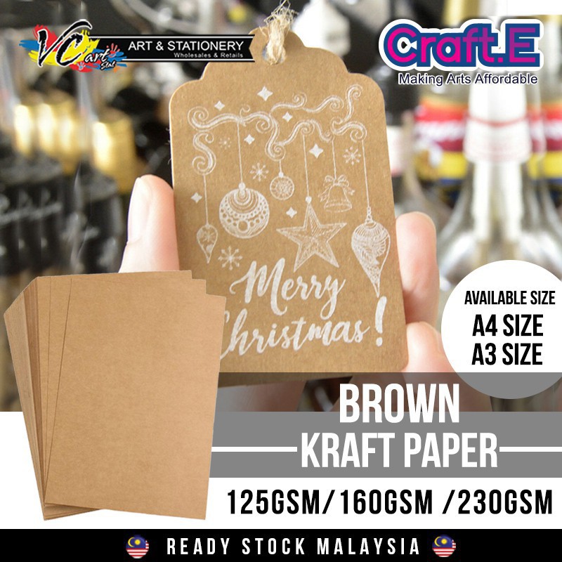 Craft. E Brown Kraft Paper A4/A3 Sizes (100gsm/125gsm/150gsm/230gsm ...