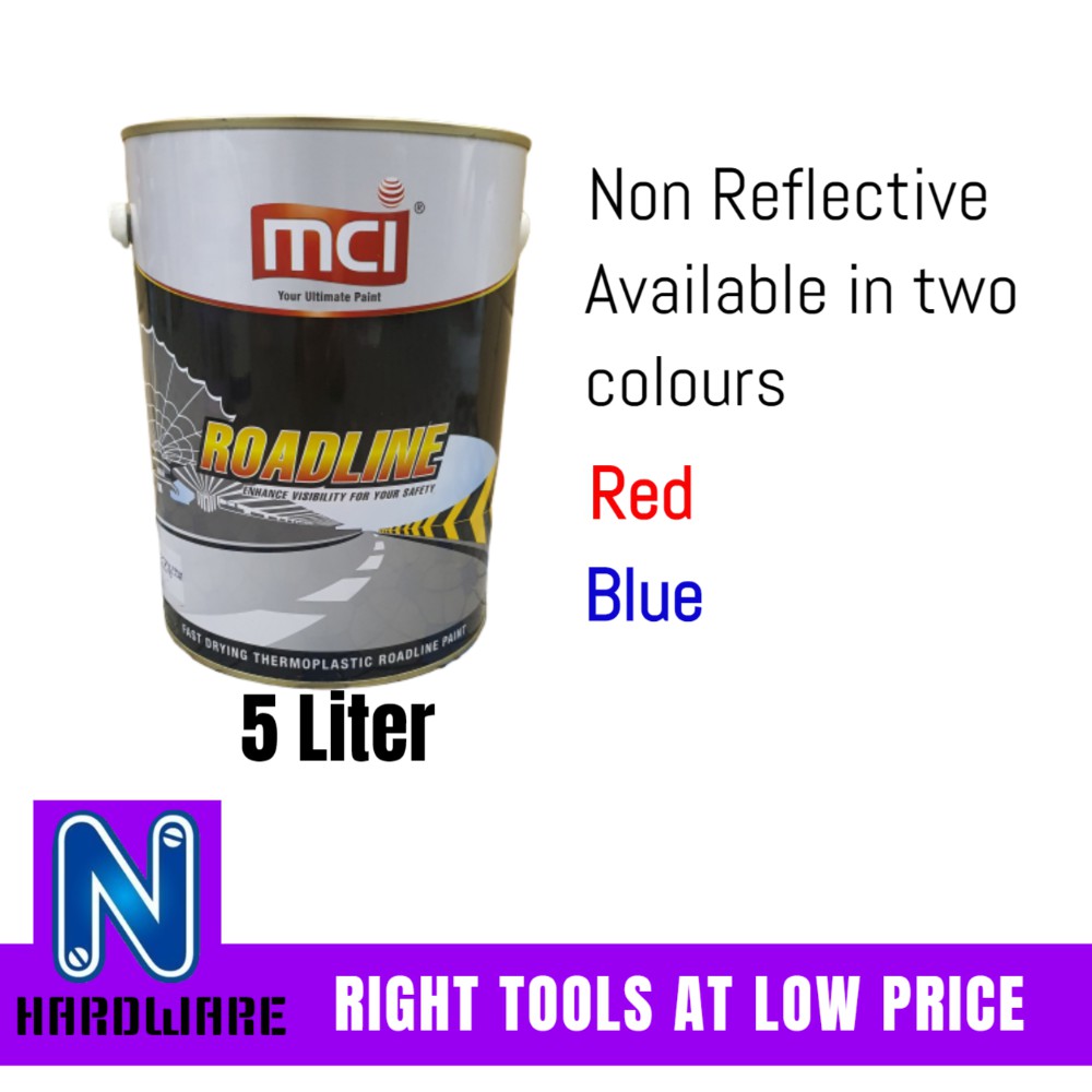 MCI Brand Road Line Paint Non Reflective Red / Blue Cat Jalan Raya 5L ...