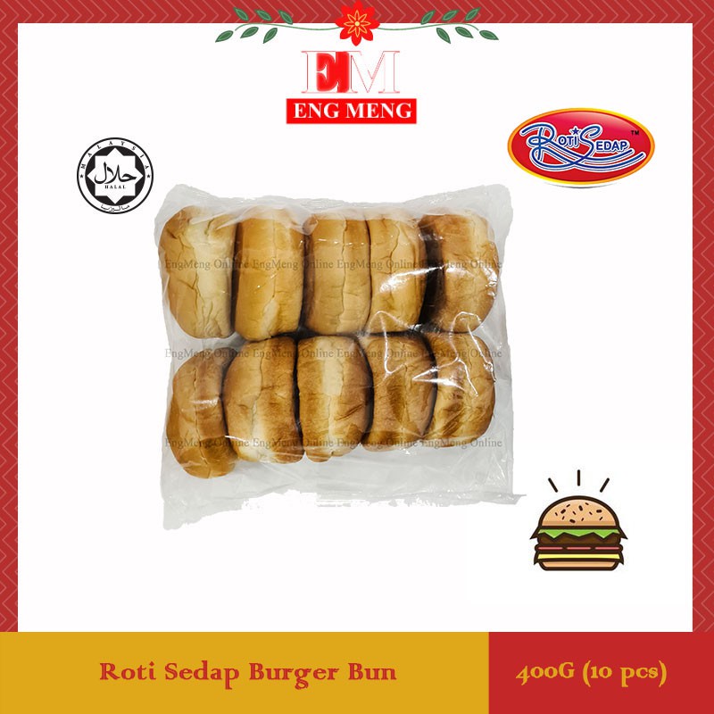 Roti Sedap Burger Bun 400G (10 Pieces) Roti Sedap 汉堡面包 400G (10粒) Roti ...