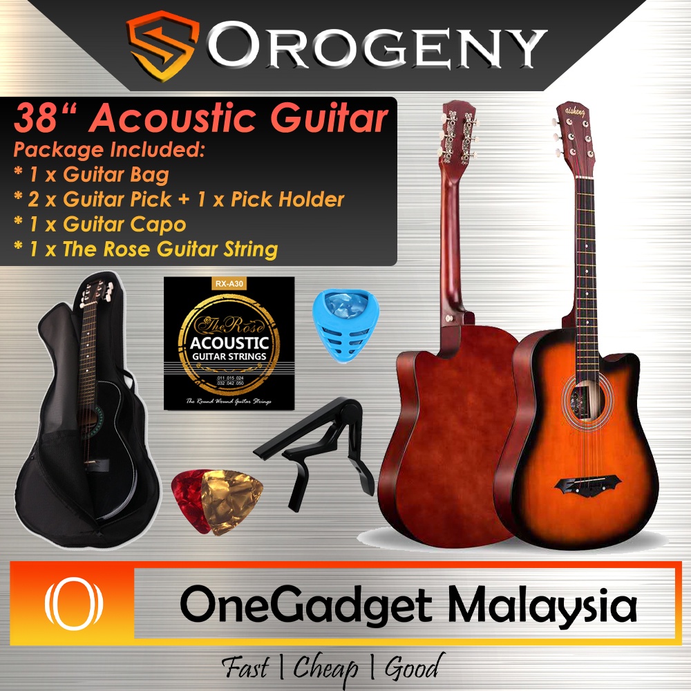 38 inch Acoustic Guitar Package(COMBO Set/ Gitar Akustik/ Standard ...