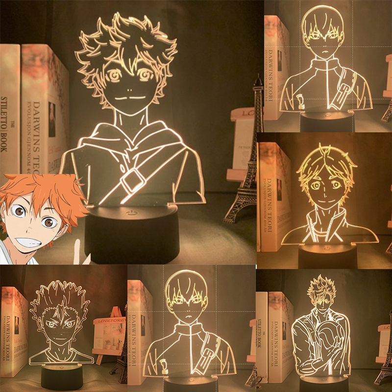 Haikyuu 3D Lamp Hinata Shoyo LED Night Lights Kenma Kozume USB Acrylic ...