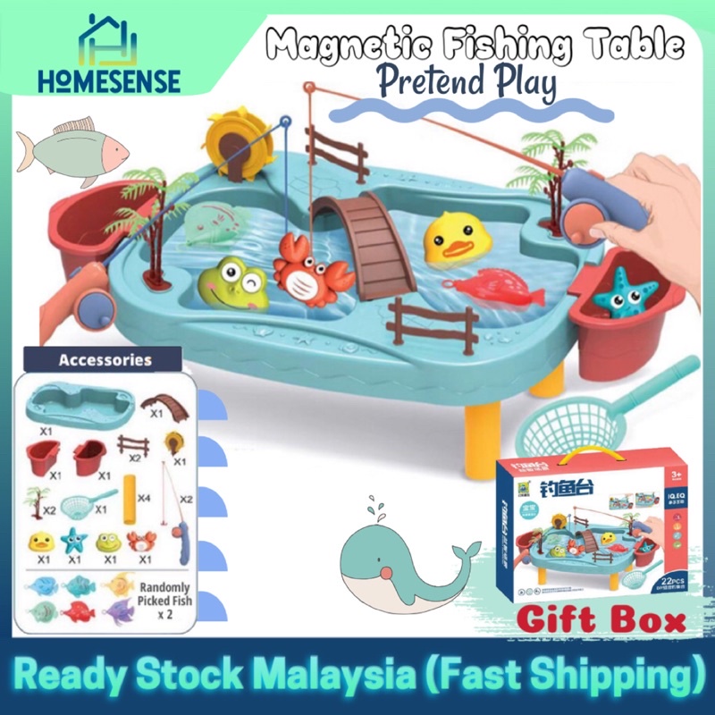 Magnetic Fishing Table Game Children Toy Play Set Water Fish Pool Bath ...