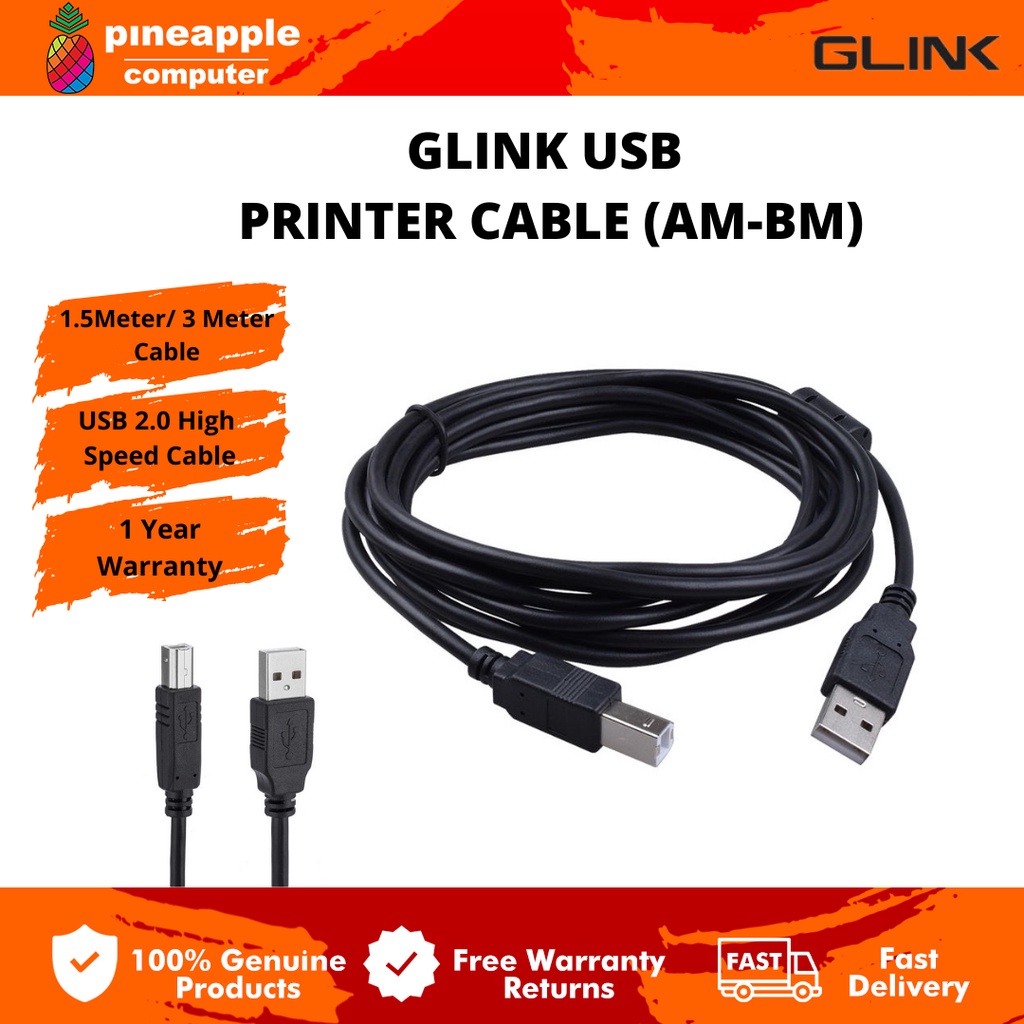 Glink USB Printer Cable USB to AM-BM/USB to AM/USB to BM Cable CB375BK ...