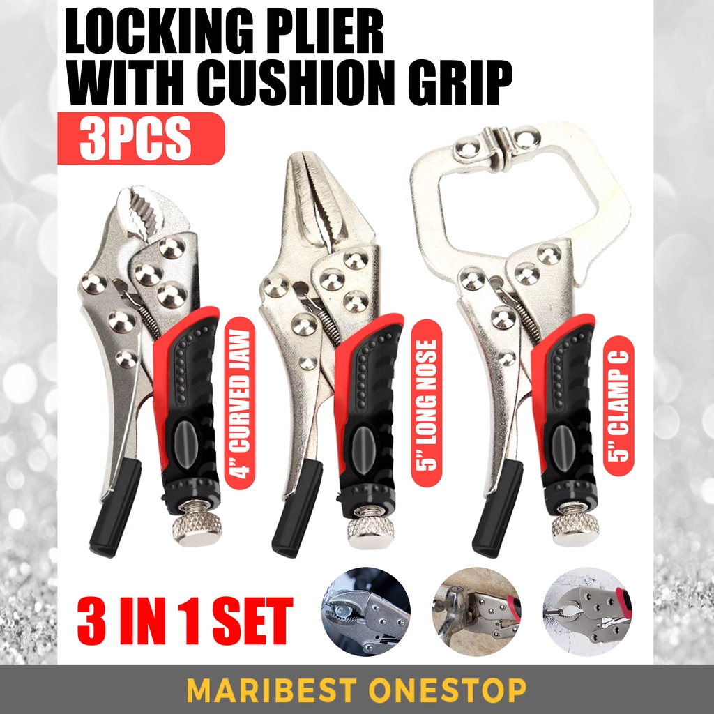3PCS [ 4" - 5" ] Mini Locking Plier With Cusion Grip Set Vise Grip Pliers Torque Lock Gripe ...