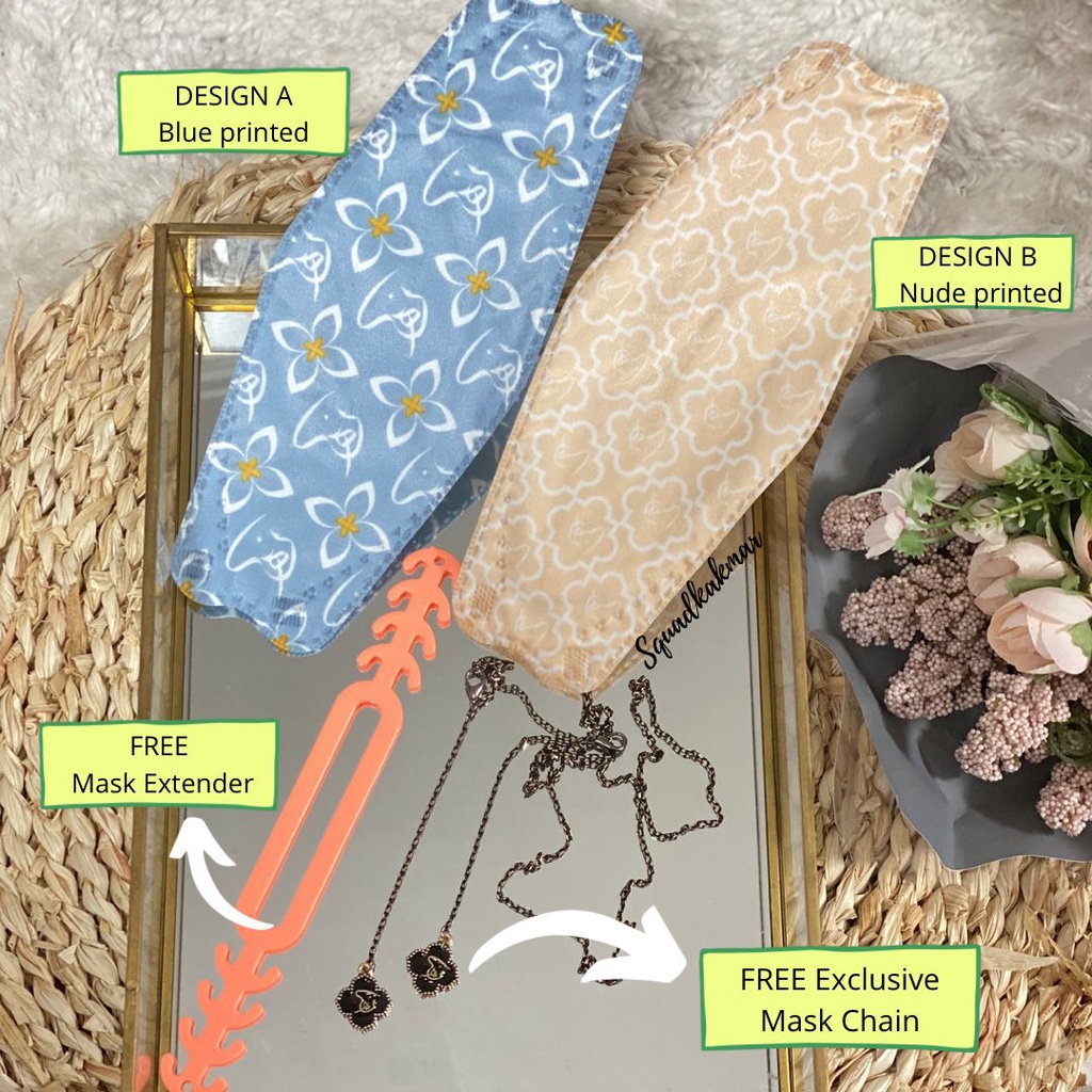 READY STOCK Nunha Printed MASK NEELOFA KF94 FREE MASK CHAIN AND EXTENDER | Shopee Malaysia
