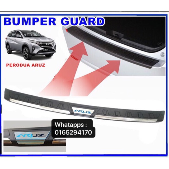 Perodua Aruz ABS Rear Bumper Guards Protector With Chrome | Shopee Malaysia