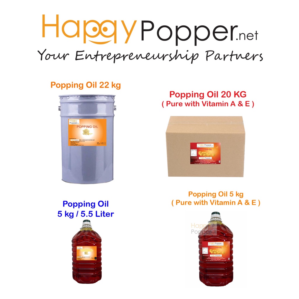 Happypopper Popping Oil Minyak Popcorn 5Kg/18kg/22Kg 爆米花专用油 | Shopee ...